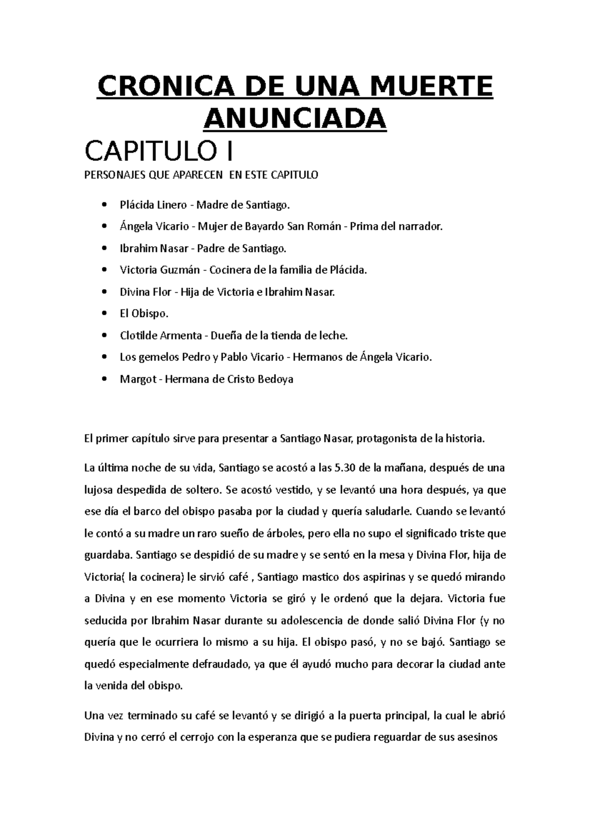 Cronica DE UNA Muerte Anunciada ESTE - CRONICA DE UNA MUERTE ANUNCIADA ...