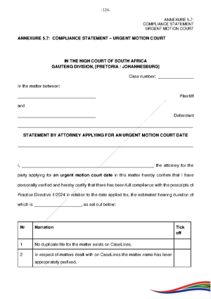 Hearing DATE Application - 106 - ANNEXURE 4 : HEARING DATE APPLICATION FORM ANNEXURE 4 : HEARING ...