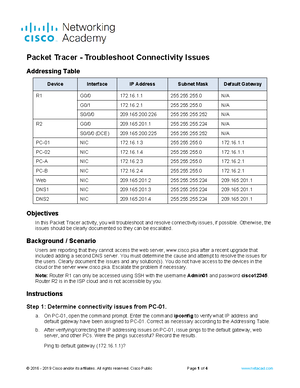 Packet Tracer - Use ICMP to Test and Correct Network Connectivity ...