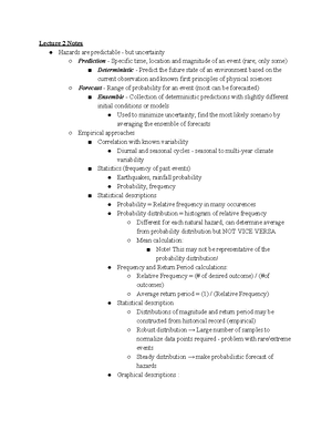 Natural Hazards Lecture 1 notes - Natural Hazards Nature of natural ...