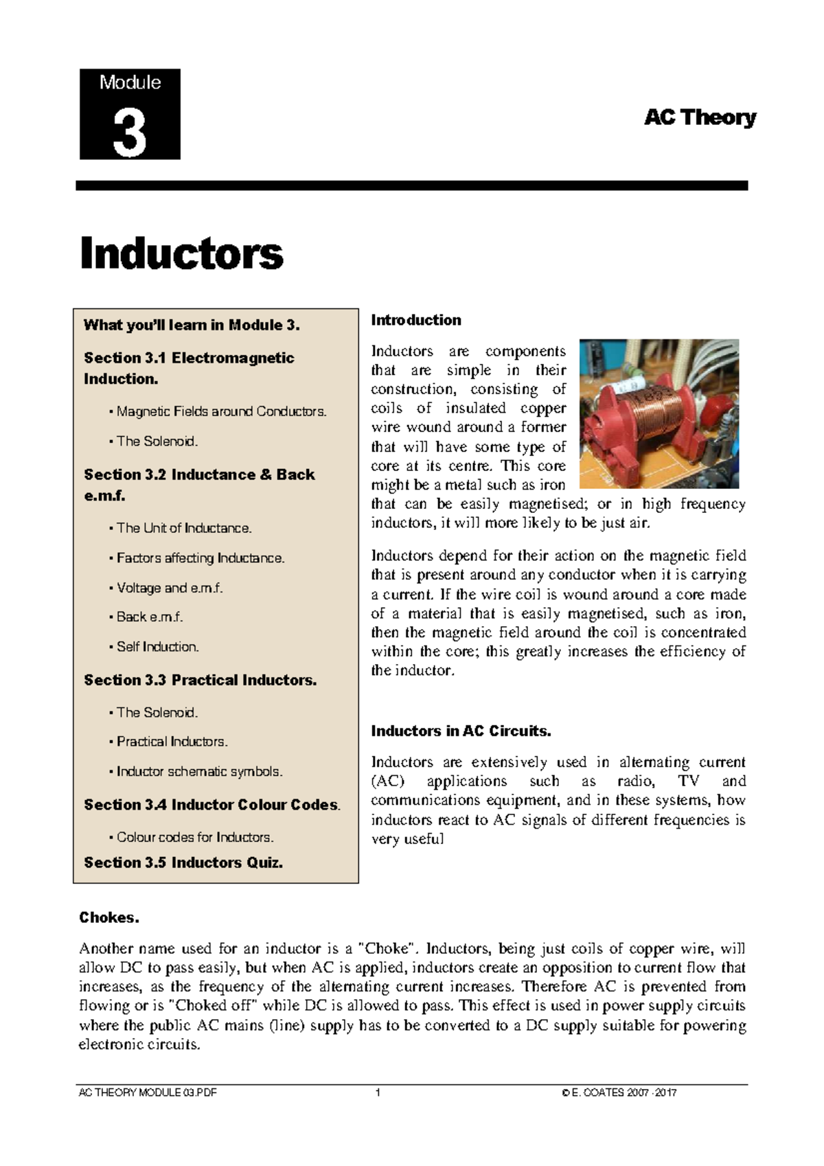 Ac theory module 03-1 - Inductors are components that are simple in ...