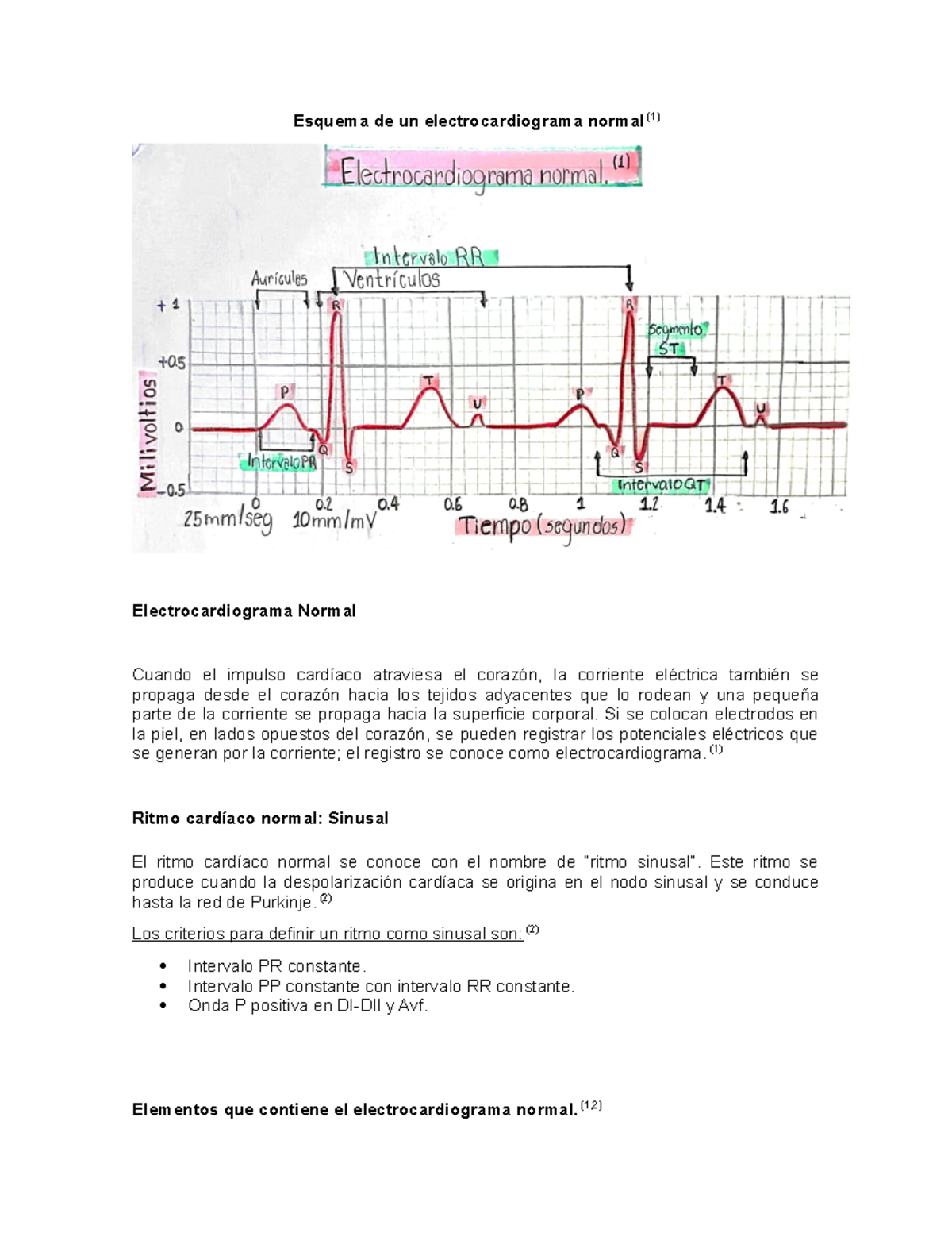 Electrocardiograma interpretación Tarea - Esquema de un electrocardiograma normal (1) - Studocu