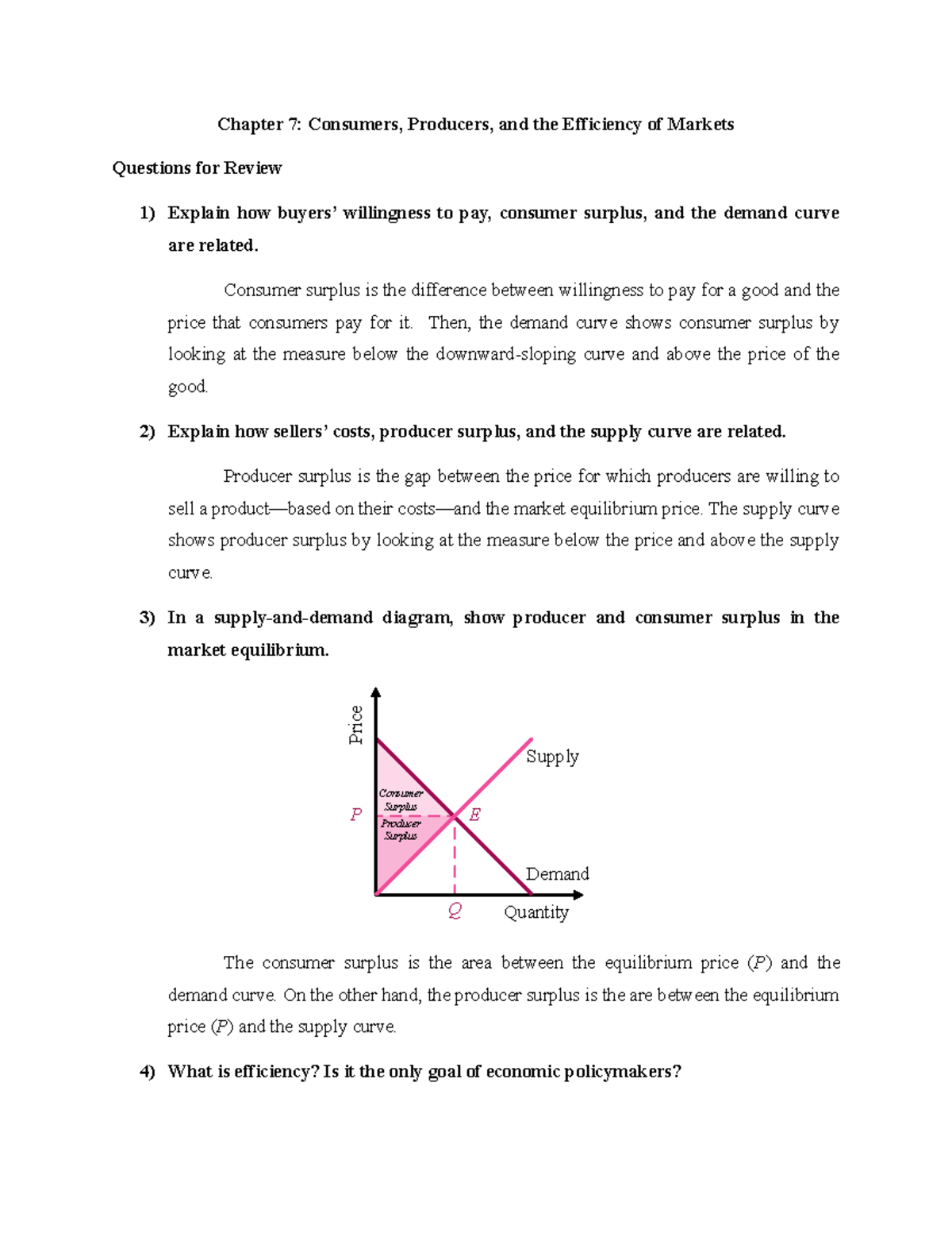 Chapter 7 Consumers, Producers, and the Efficiency of Markets ...