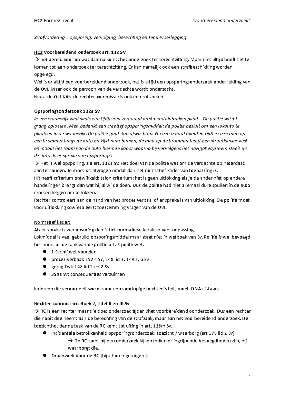 HC2 Voorbereidend onderzoek - HC2 Formeel recht “voorbereidend ...