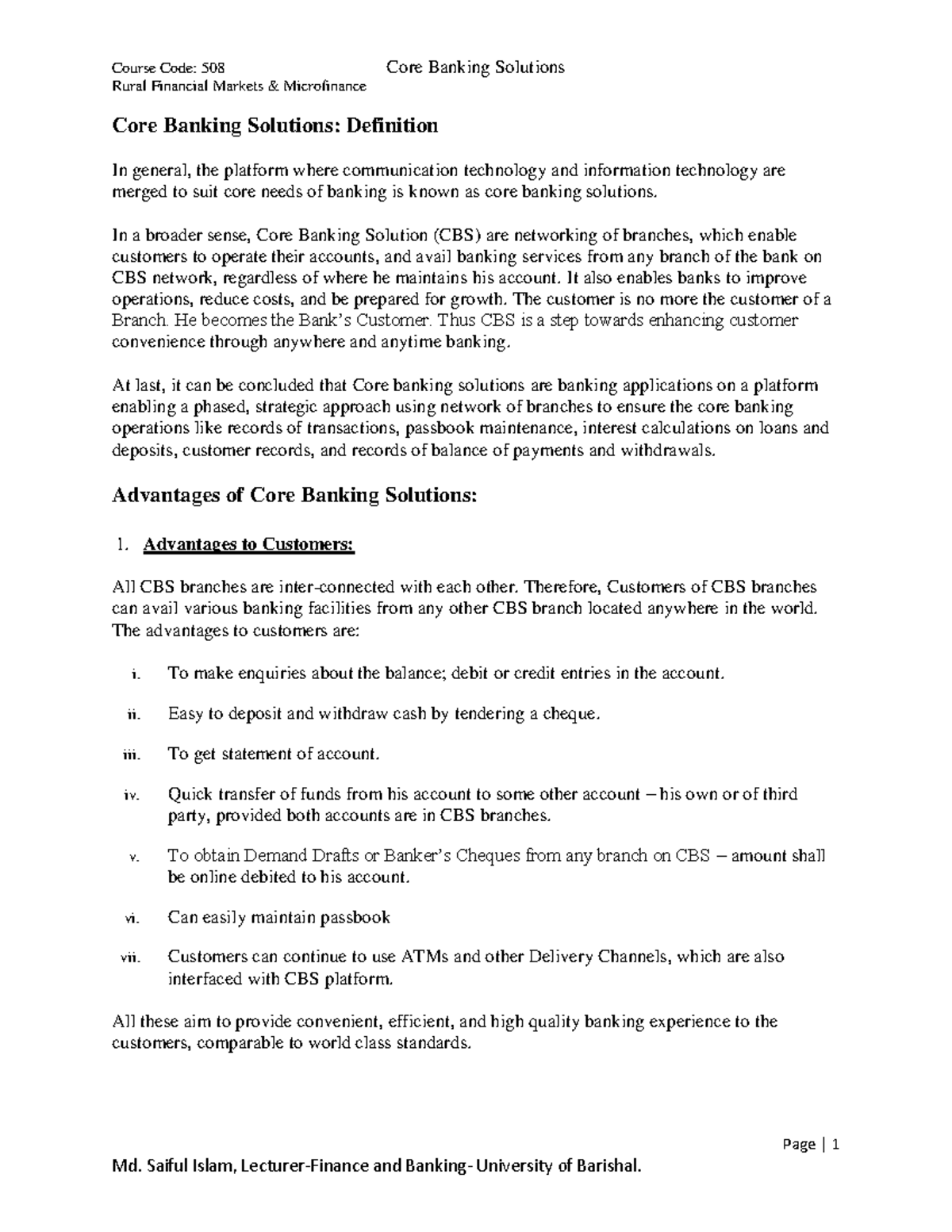 Advantages of Core Banking Solution - Rural Financial Markets ...