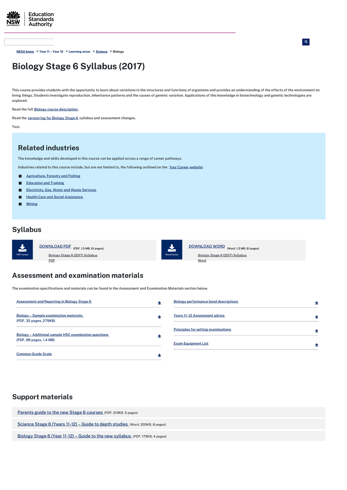 Biology Stage 6 Syllabus 2017 NSW Education Standards - NESA home ...