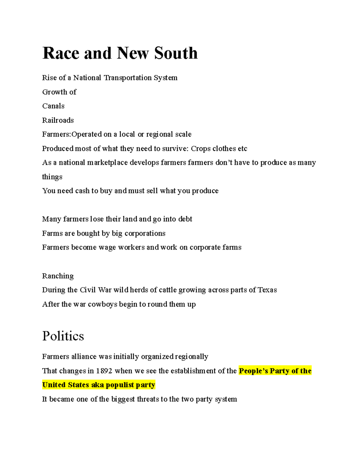 Race and New South - Google Docs - Race and New South Rise of a ...