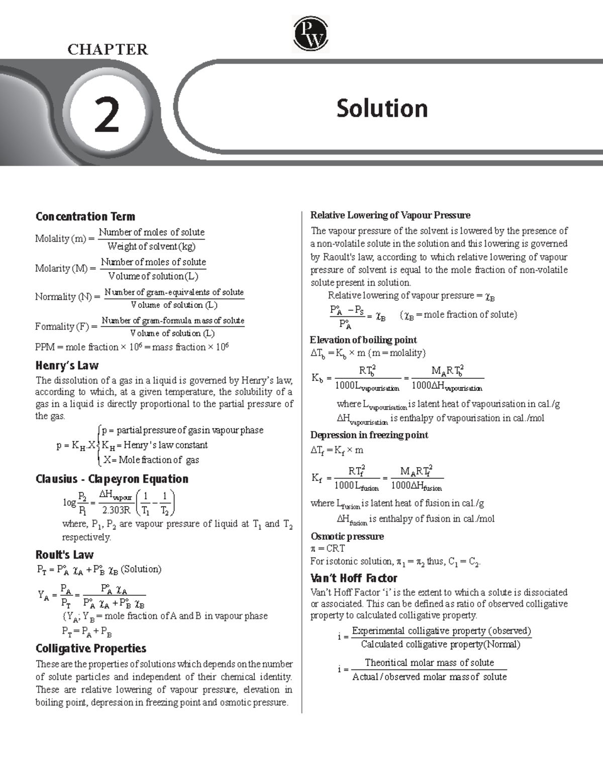Solution : Short Notes Yakeen NEET 2.0 2025 (Legend) - CHAPTER 2 ...
