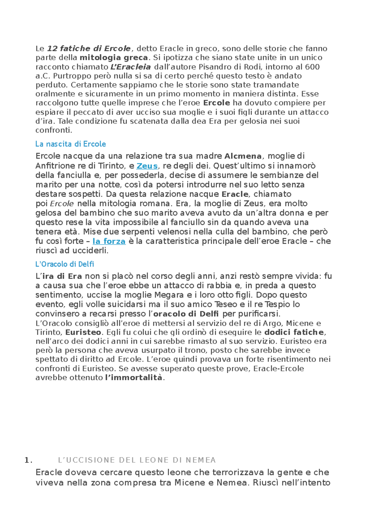 12 fatiche di Eracle - Le 12 fatiche di Ercole, detto Eracle in greco ...