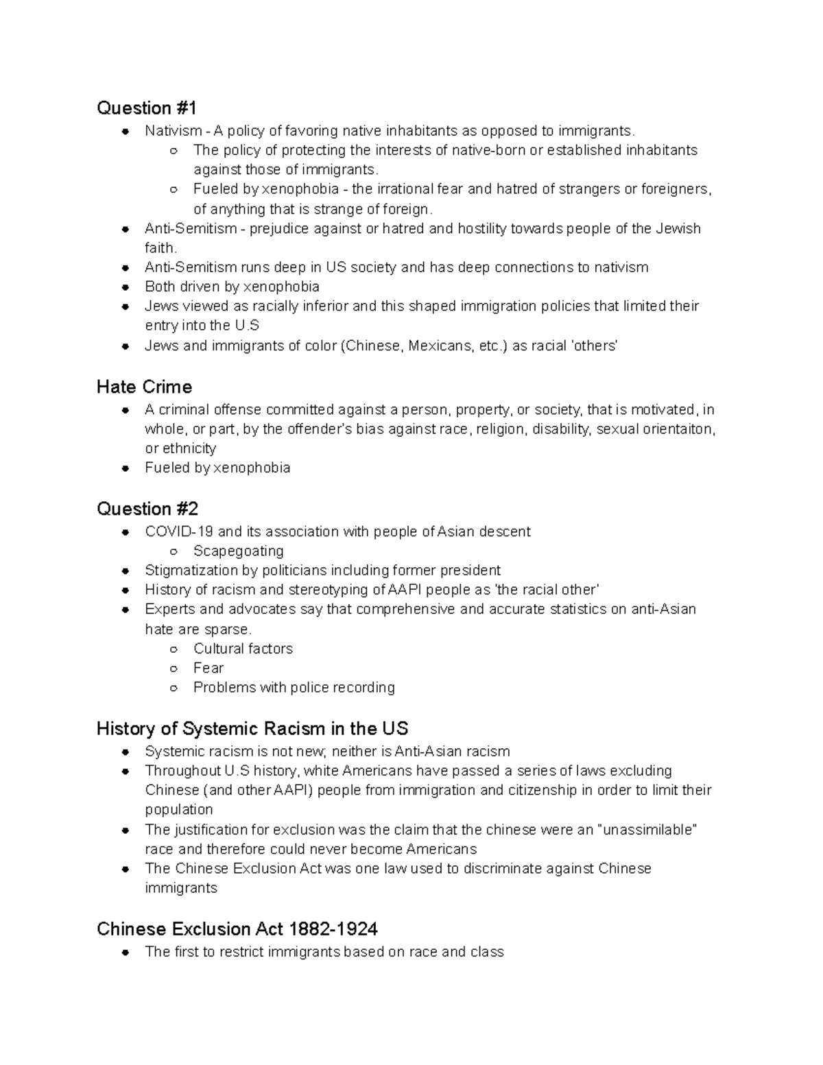 Immigration, Anti-Semitism, and Nativism - Question Nativism - A policy ...