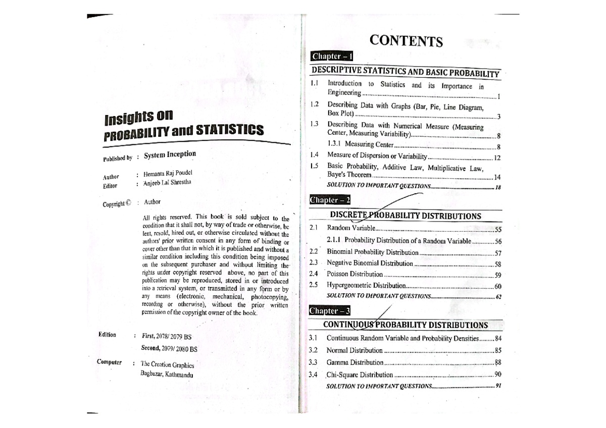 Insights Prob Guide - CONTENTS Chapter 1 DESCRIPTIVE STATISTICS AND ...