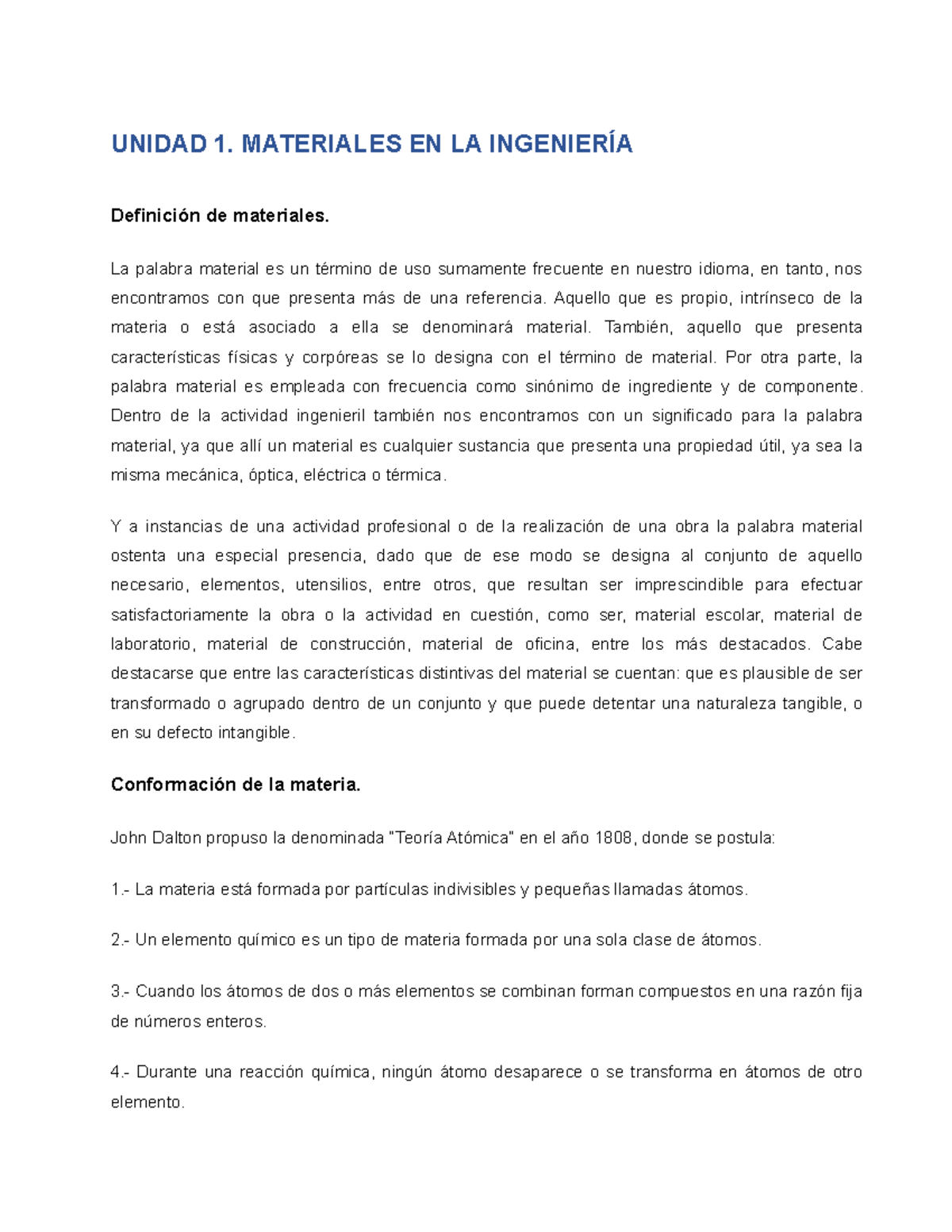 Apuntes Materiales de Ingeniería - UNIDAD 1. MATERIALES EN LA ...