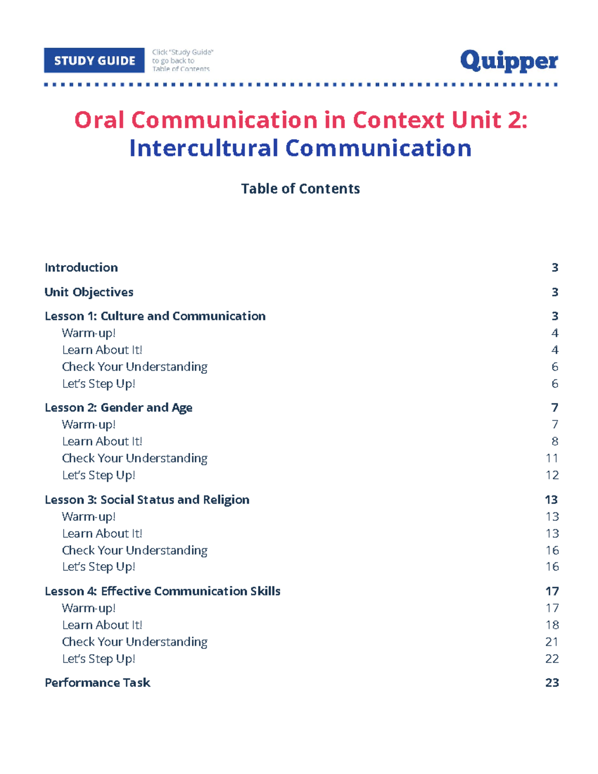 Unit 2 - Oral Communication in Context Unit 2: Intercultural ...