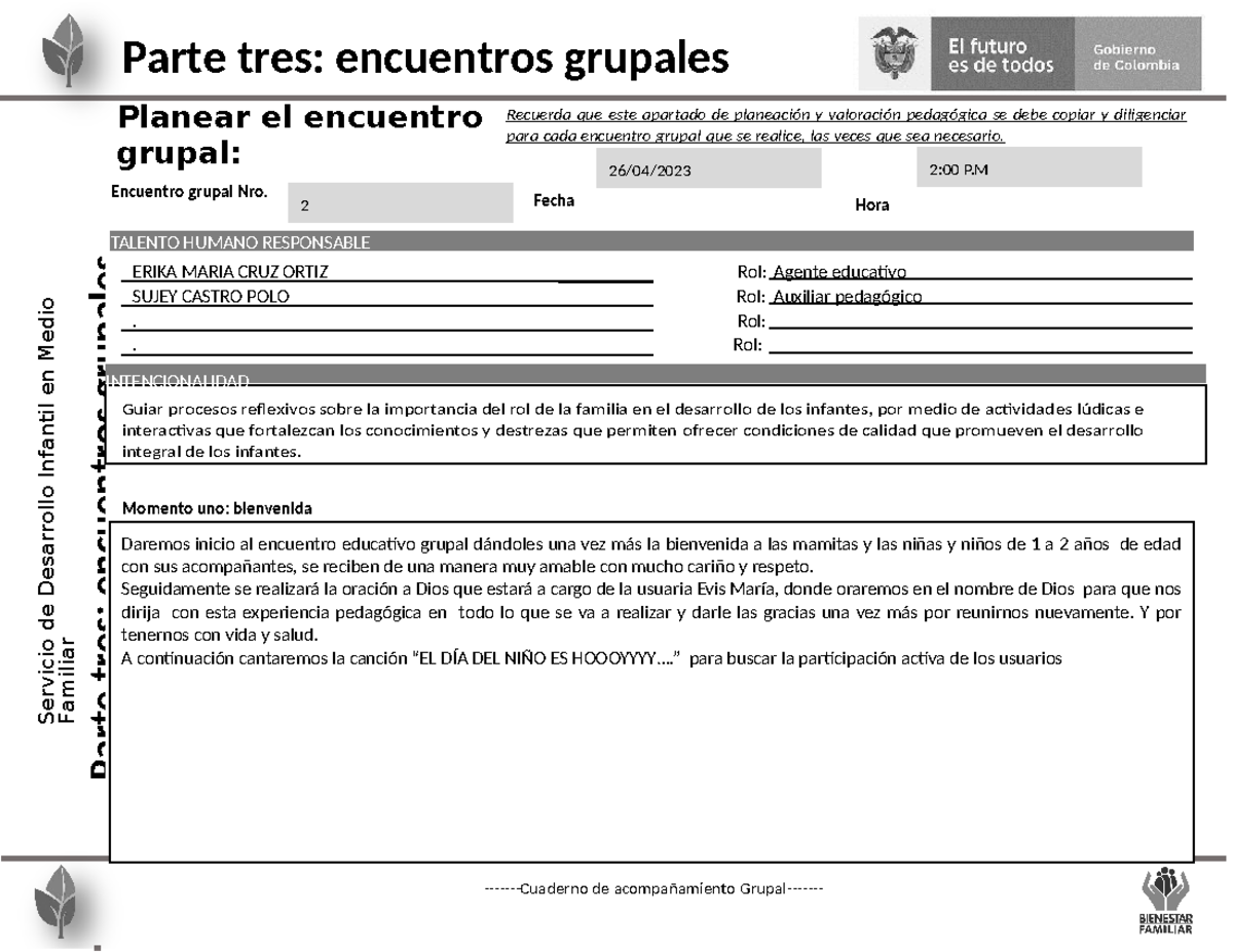 1. planeación pedagógica - Guiar procesos reflexivos sobre la importancia del rol de la familia ...