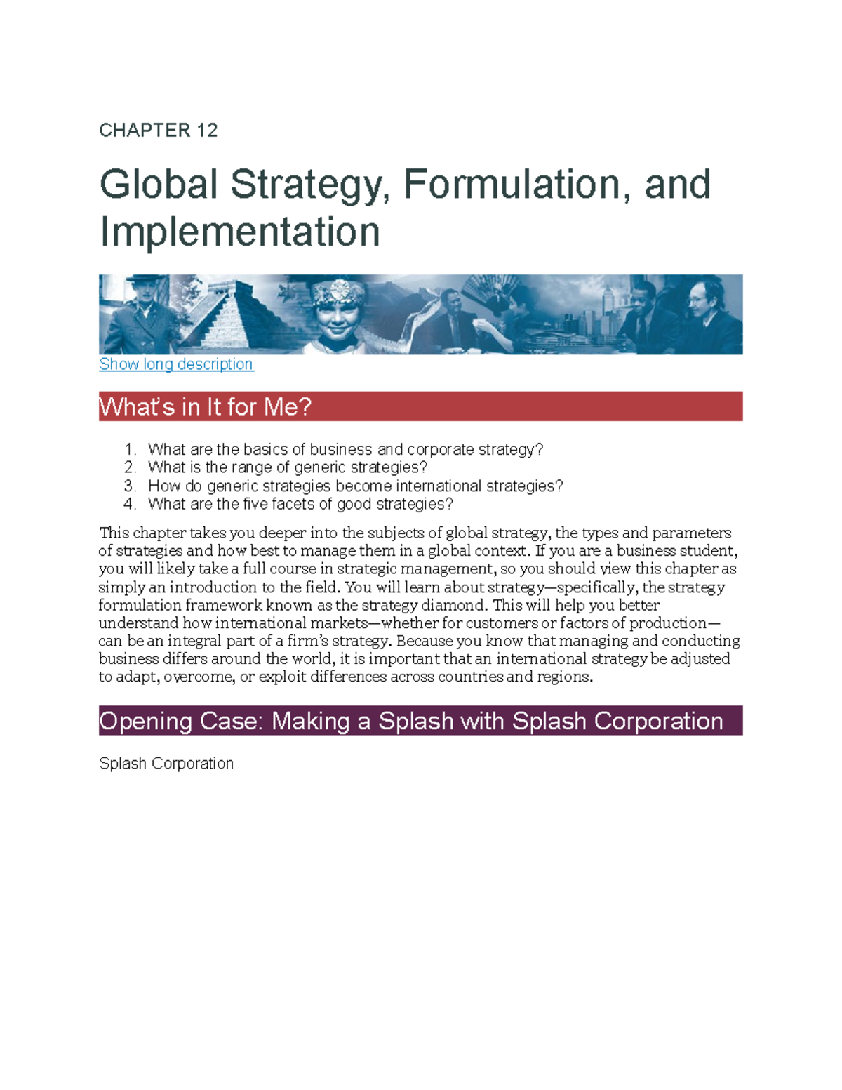 12.0 Global Strategy. Formulation. and Implementation - CHAPTER 12 ...