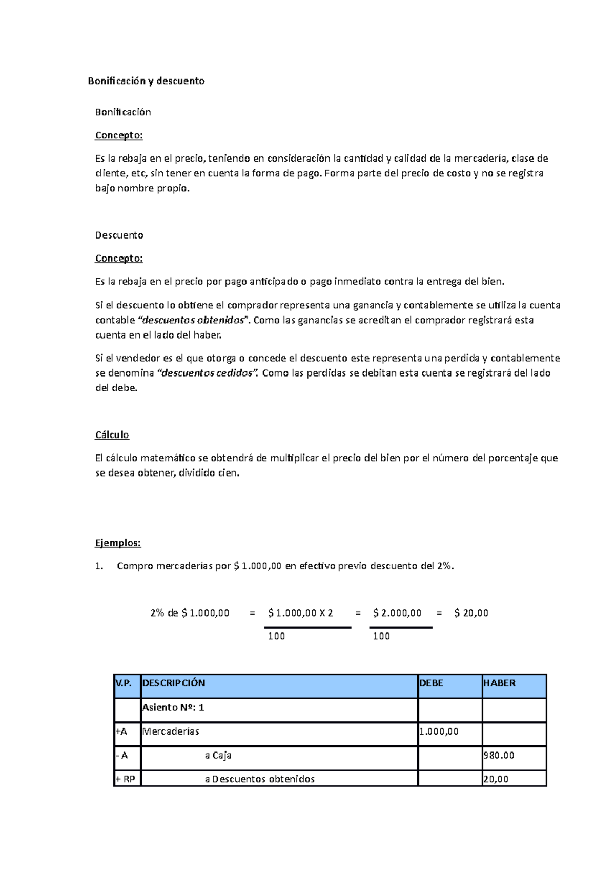 Bonificación y descuento - Bonificación y descuento Bonificación ...
