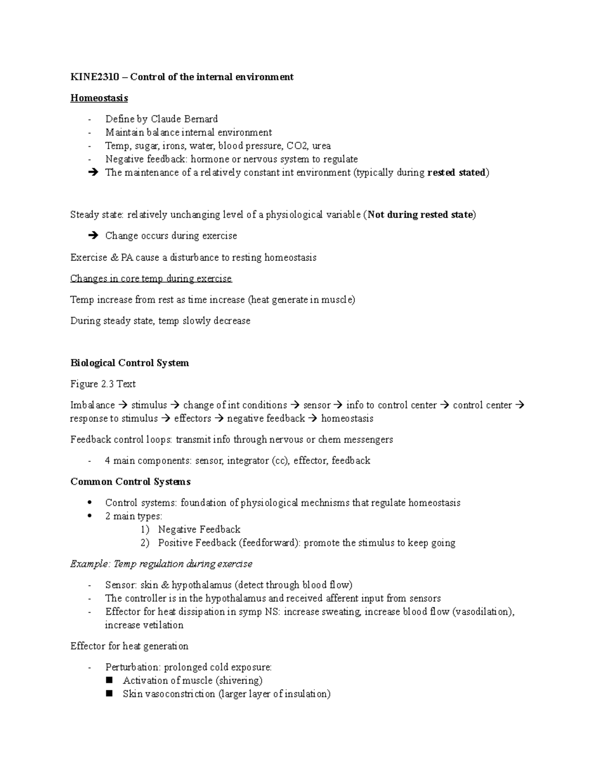 Control internal environment - KINE2310 – Control of the internal ...