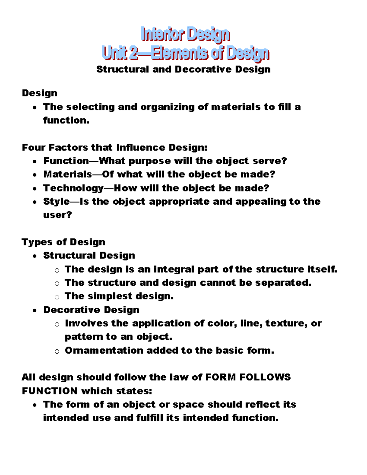Interior Design Design Notes - Structural and Decorative Design Design ...