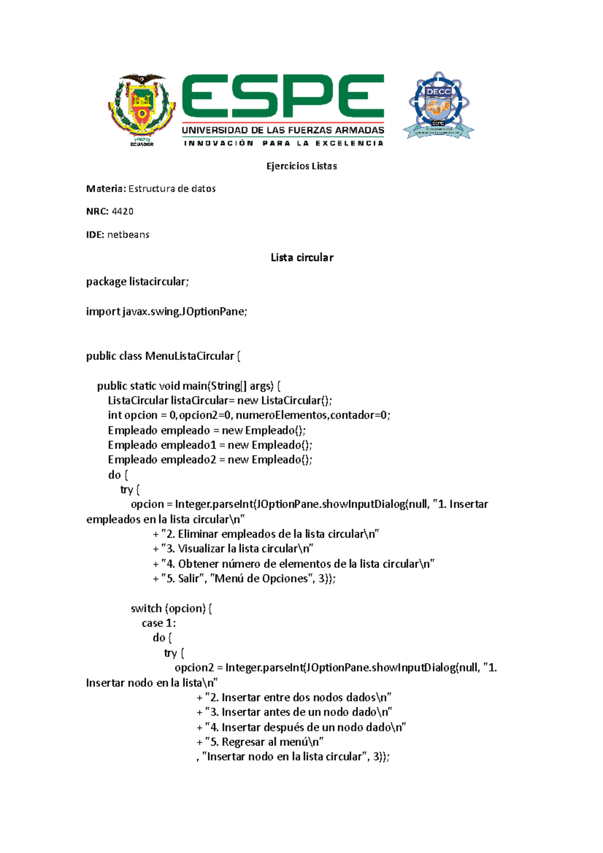 Lista circular simple - Nota: 10 - Ejercicios Listas Materia ...