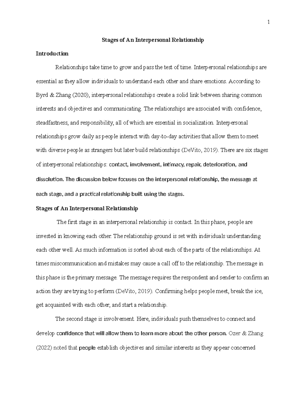 Stages of An Interpersonal Relationship essay - Stages of An ...