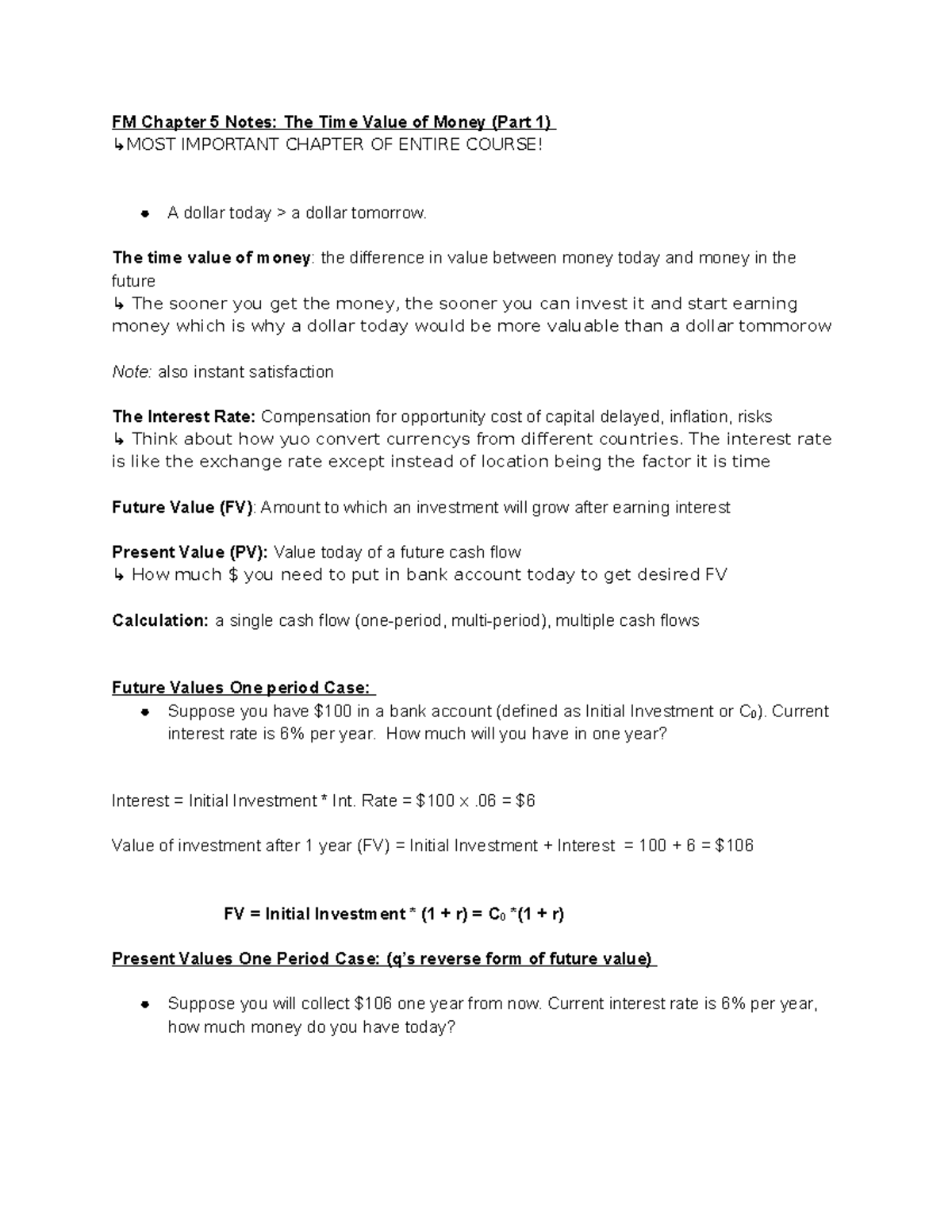 FM CH 5 Notes - Professor: Zhou (Fundamentals of Corporate Finance ...