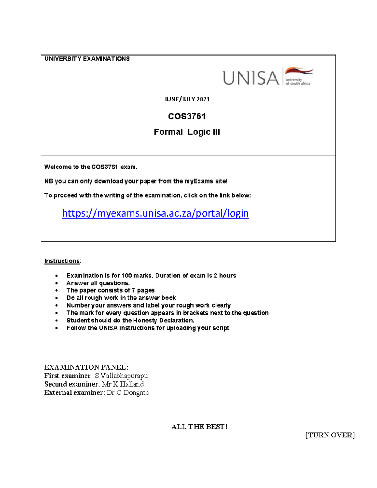 COS3761 Examination 7 JULY 2021 - UNIVERSITY EXAMINATIONS JUNE/JULY ...