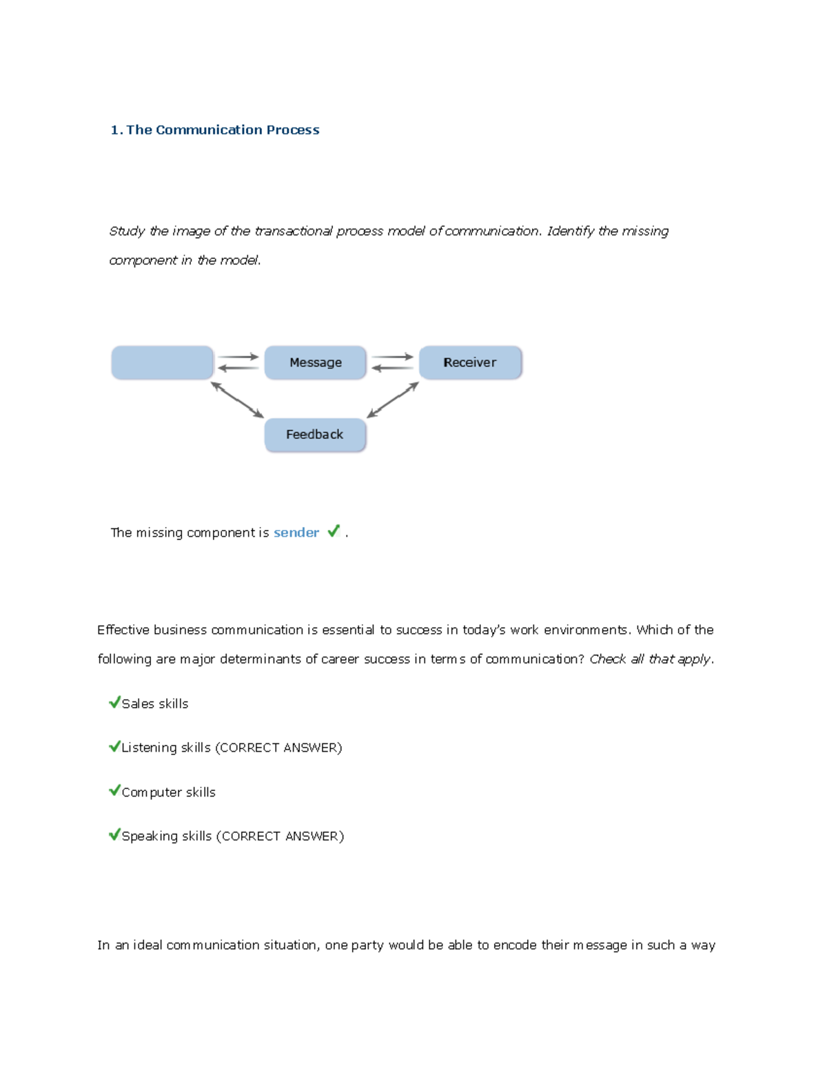1. The Communication Process - The Communication Process Study the ...