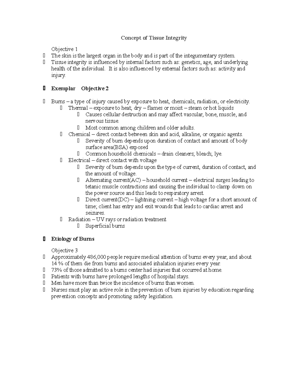 Concept of Tissue Integrity student outline-1 - Concept of Tissue ...