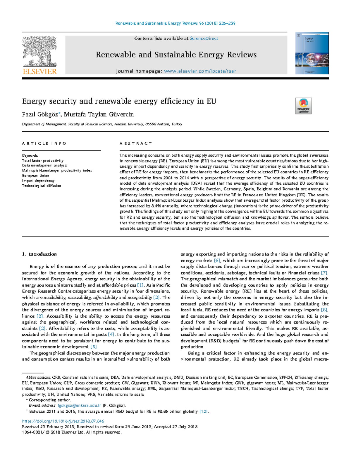 Energy Efficiency and Energy Security - Contents lists available at ...