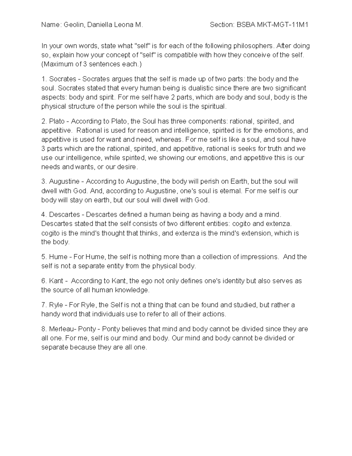 In your own words - Djdjdjd - Name: Geolin, Daniella Leona M. Section ...