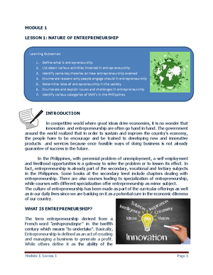 THE Entrepreneur - Lesson 2: THE ENTREPRENEUR INTRODUCTION Being an ...