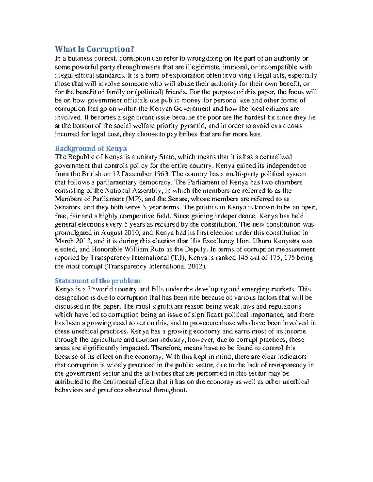 Good Practice Example - What Is Corruption? In a business context ...