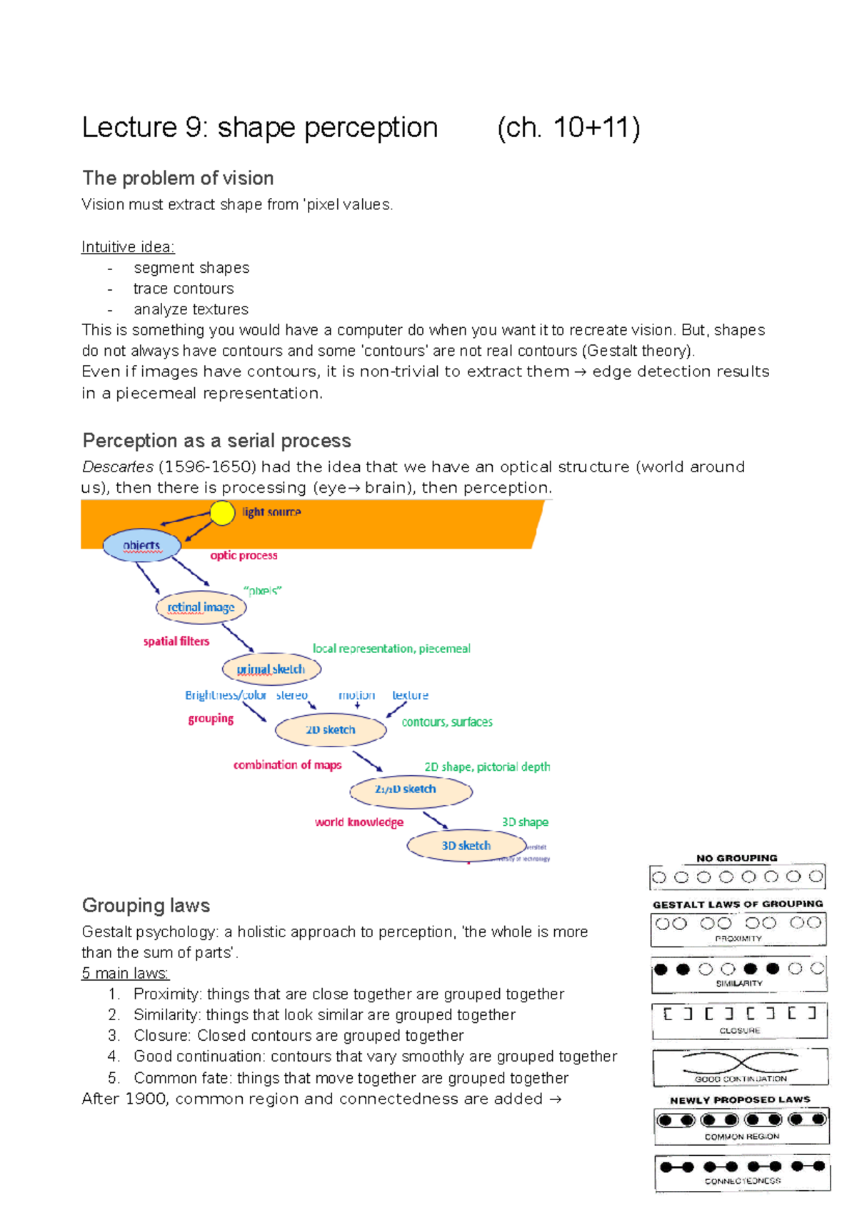Lecture 9 shape perception - Lecture 9: shape perception (ch. 10+11) The problem of vision ...