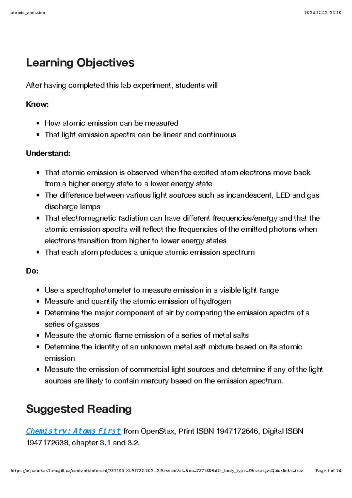Atomic emission - lab - Learning Objectives After having completed this ...