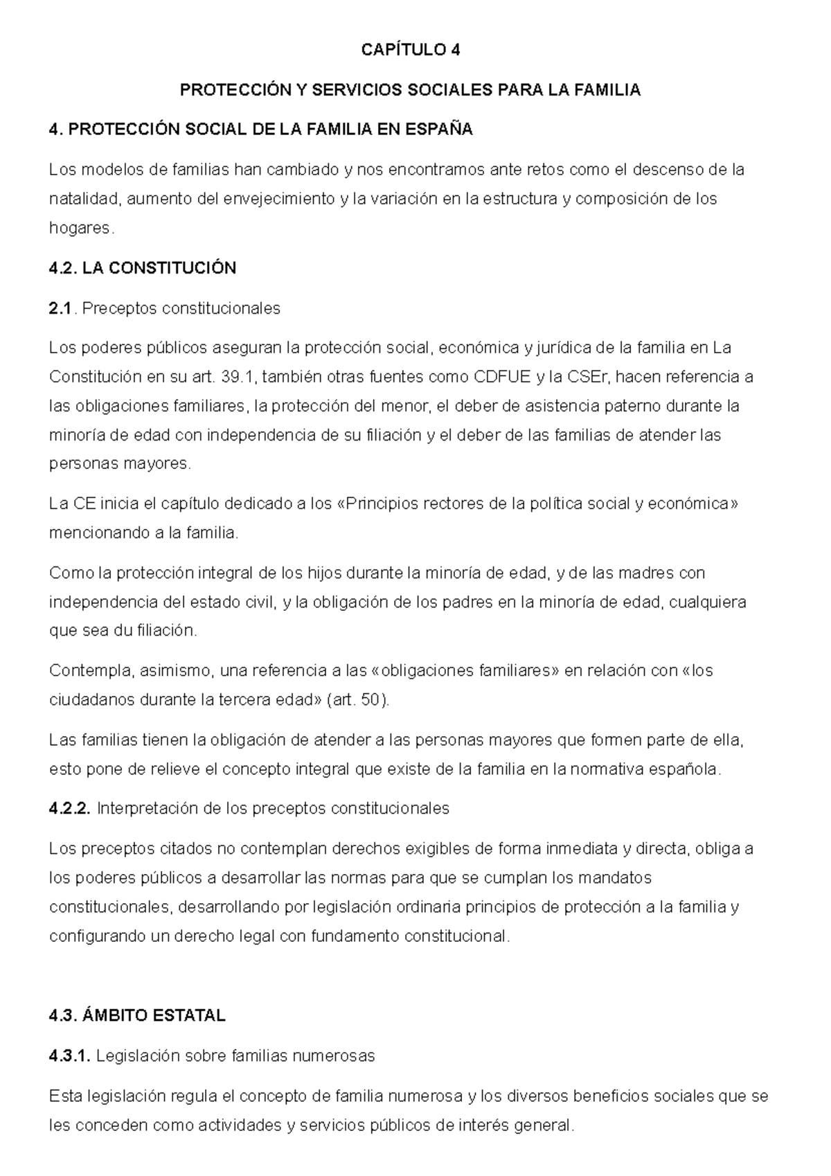 Esquema Sspss TEMA 4 - CAPÍTULO 4 PROTECCIÓN Y SERVICIOS SOCIALES PARA ...