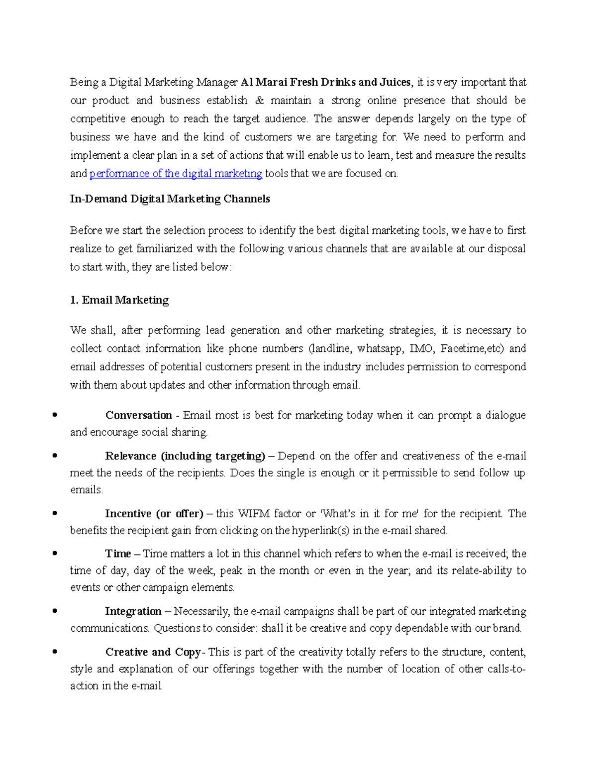 Assignment Digital Marketing Channels - Being a Digital Marketing ...