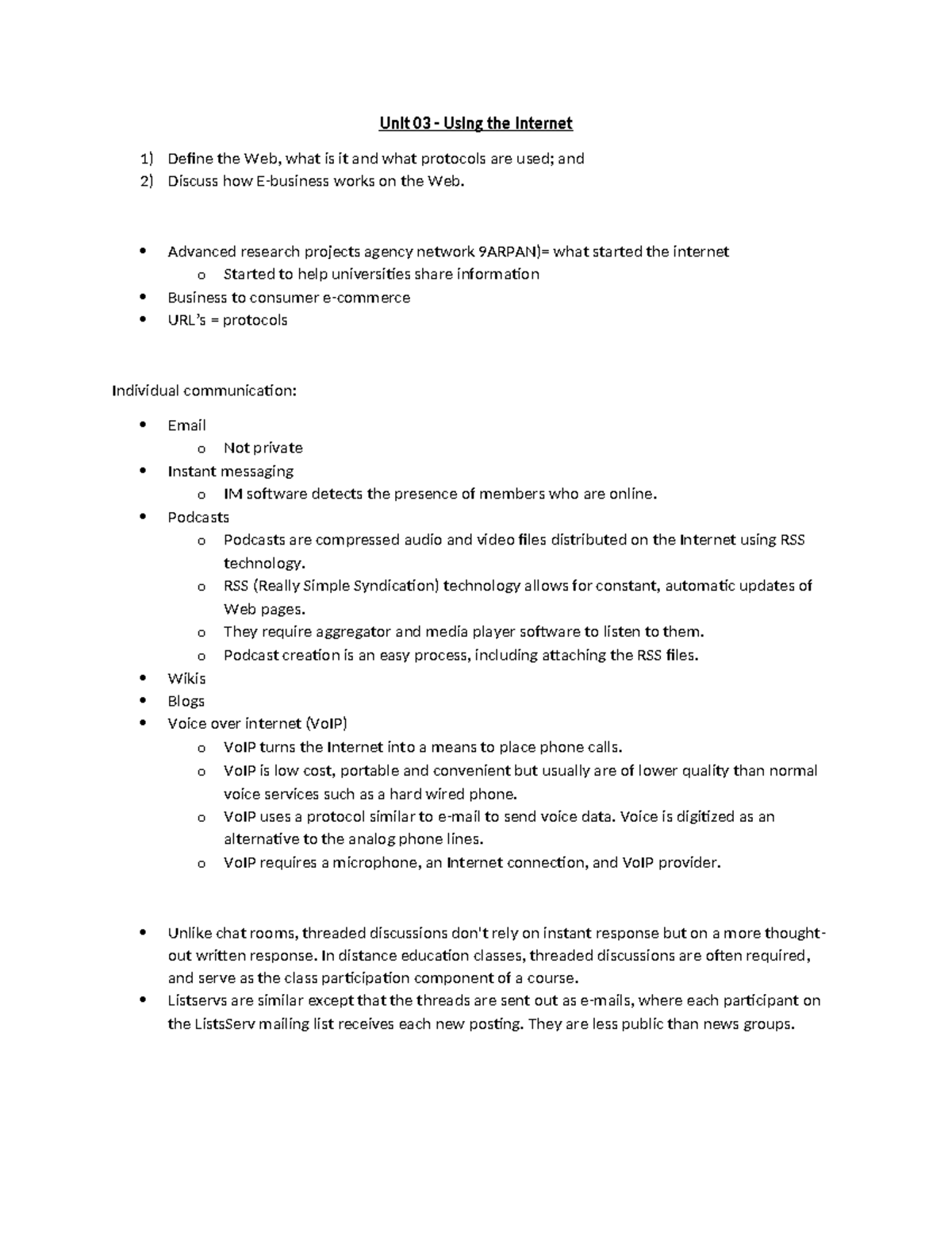 Unit 03 - Using the Internet - Unit 03 - Using the Internet Define the Web, what is it and what ...