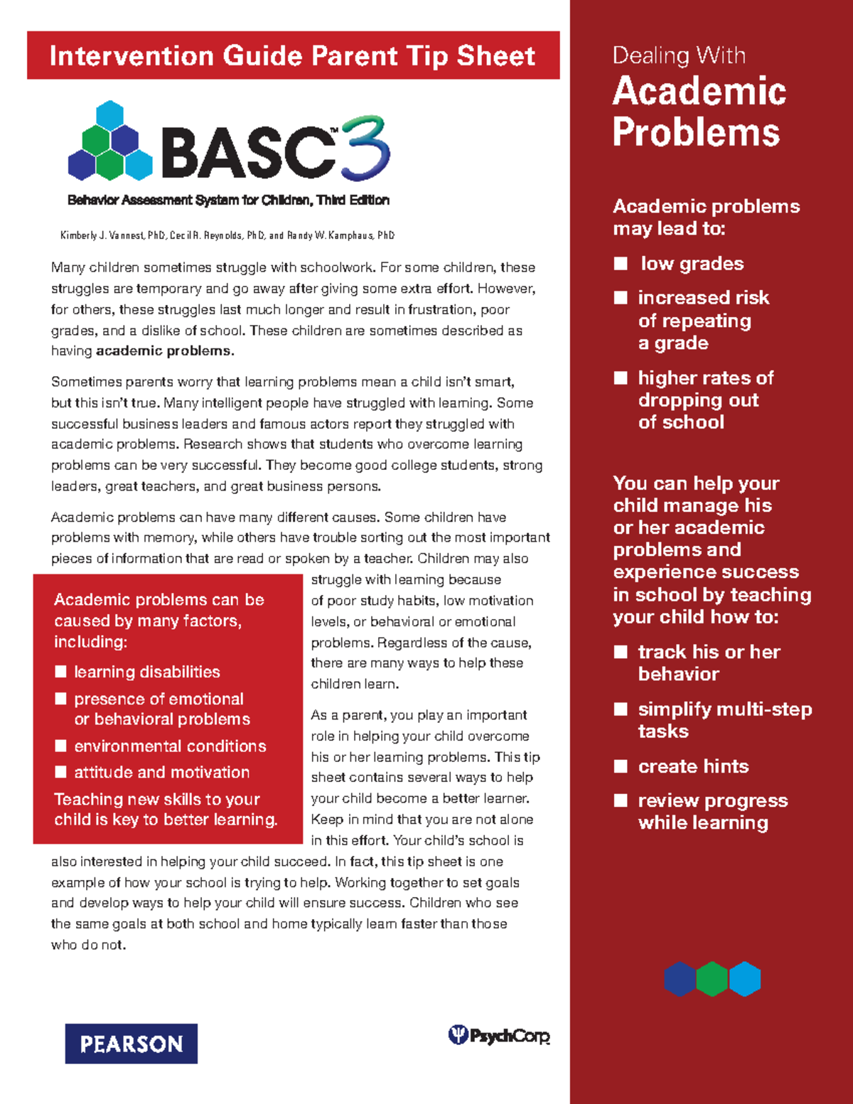 BASC parent-helping your child with academic problems - Kimberly J ...