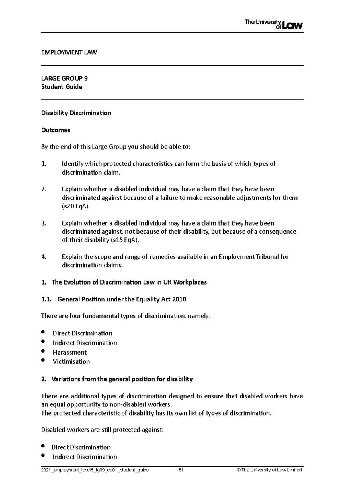 9 Disability Discrimination - EMPLOYMENT LAW LARGE GROUP 9 Student ...