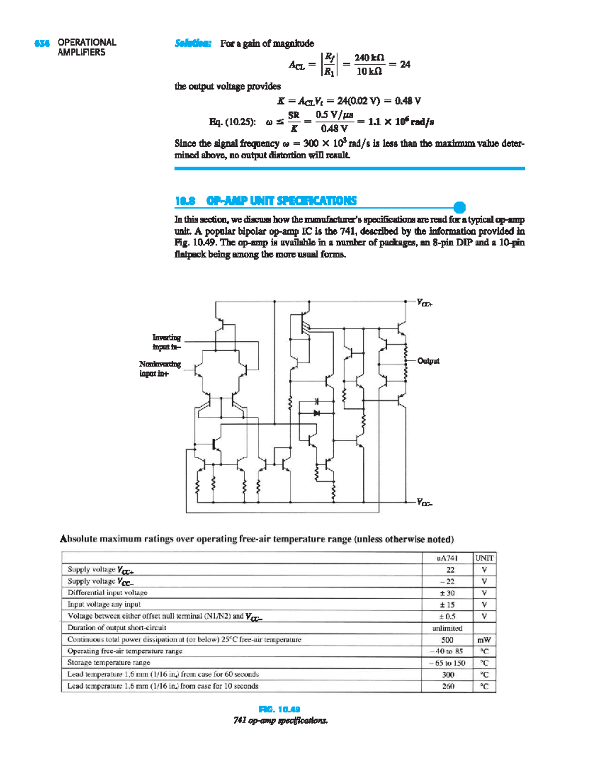 OP-AMP UNIT Specifications - Electronic Circuit: devices and analysis ...