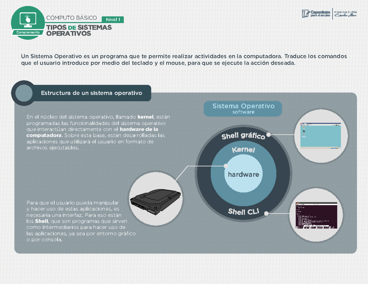 Computo Basico - Sistemas Operativos - CÓMPUTO BÁSICO Nivel 1 TIPOS DE SISTEMAS Complemento ...