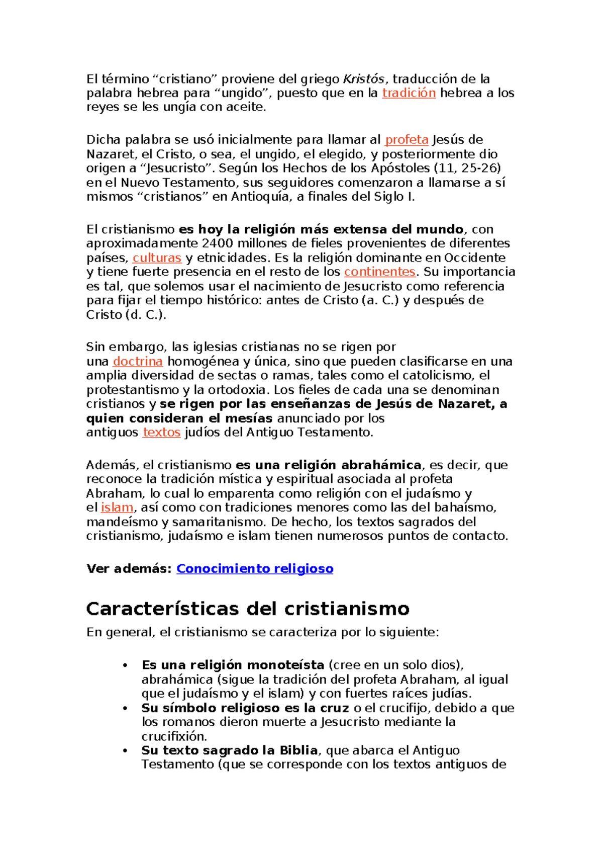 Aportacion Ambito Religioso - El término “cristiano” proviene del ...