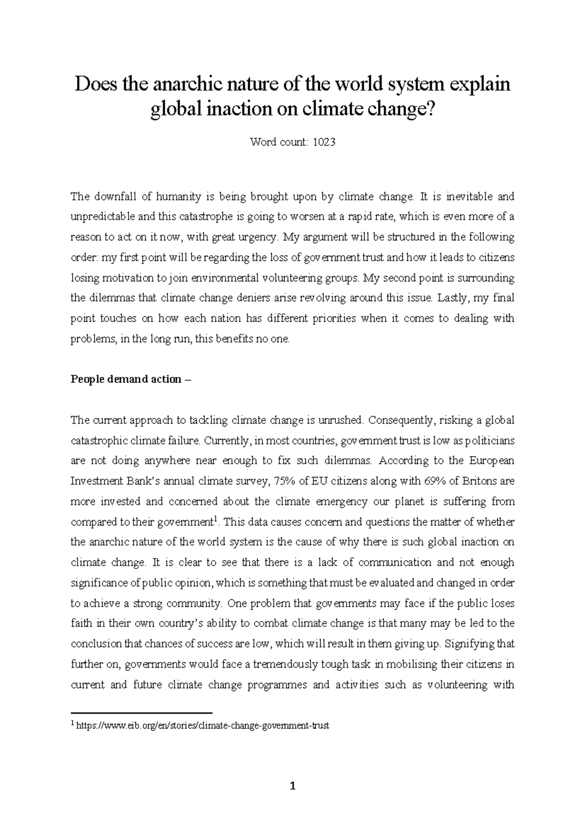 Does the anarchic nature of the world system explain global inaction on ...