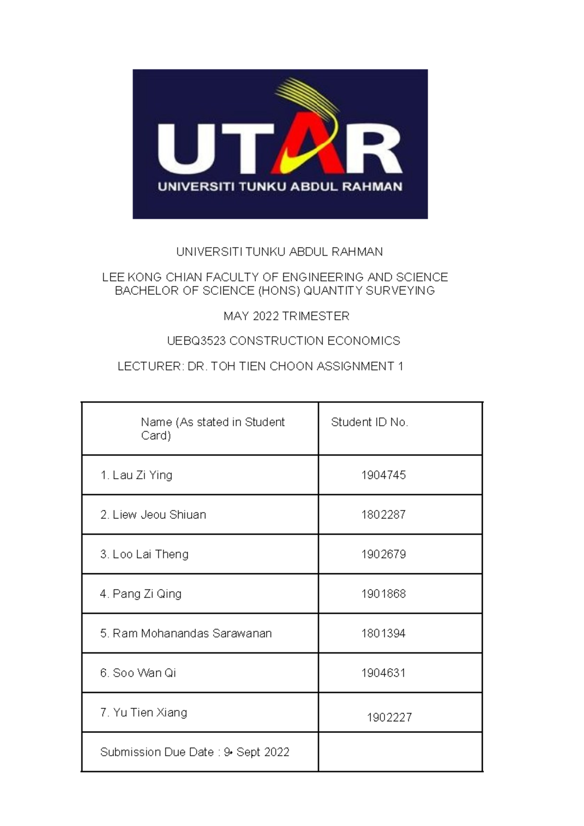 Ce Assignment 1 Edited Universiti Tunku Abdul Rahman Lee Kong Chian