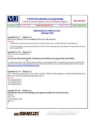 CS401 Quiz-3 File By Vu Topper RM - CS-401 Important Mcq’s For Final Term !! Solve By Vu-Topper ...