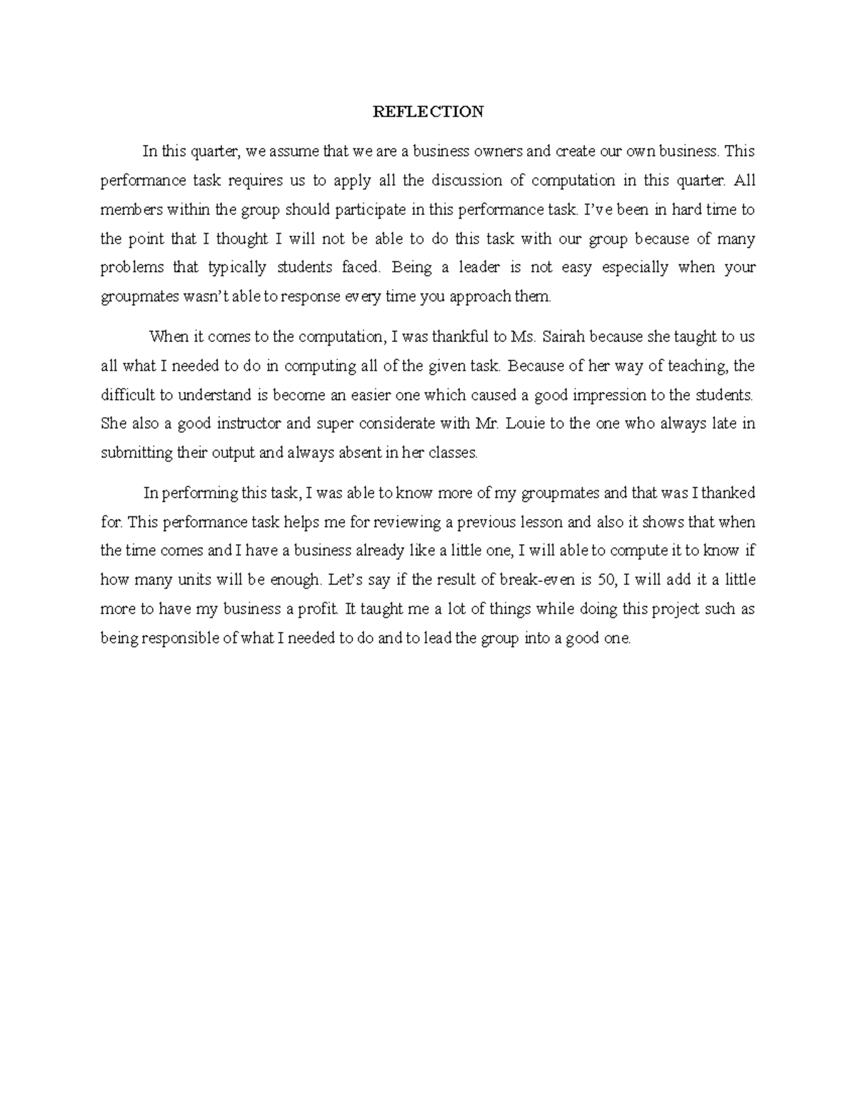 G7 Reflection - In this quarter, we assume that we are a business ...