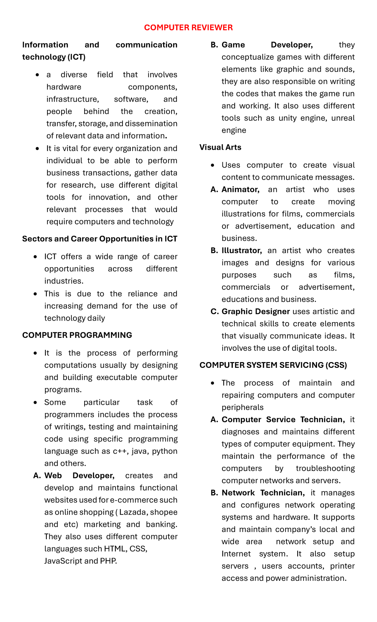 Computer Reviewer - COMPUTER REVIEWER Information and communication technology (ICT) - a diverse ...