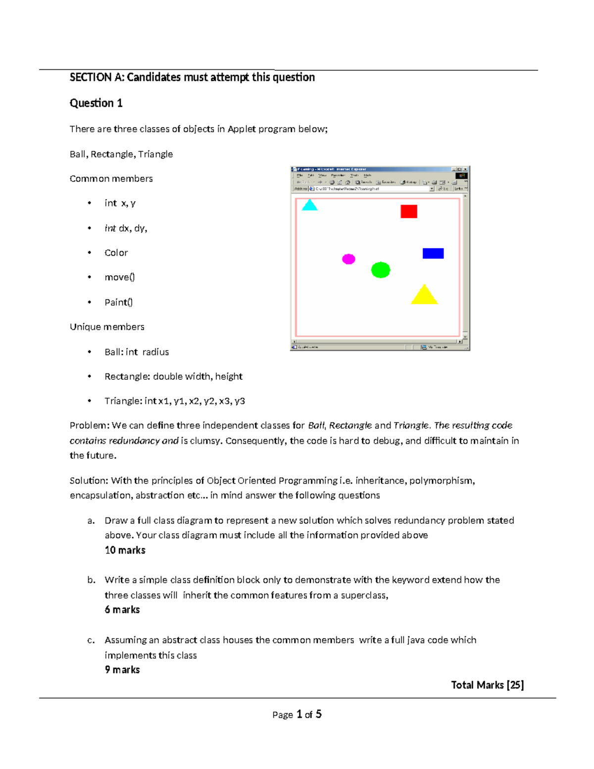 Java Assessment Exam March 2012 - SECTION A: Candidates must attempt ...
