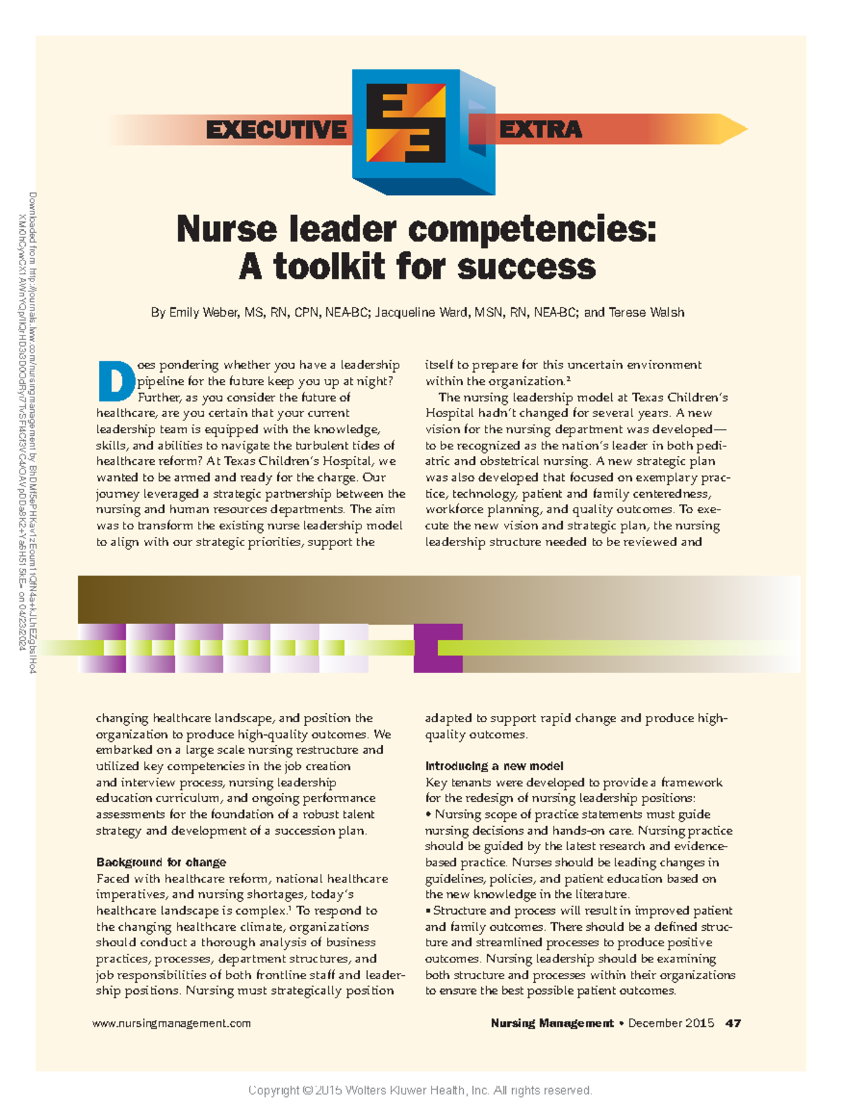 Nurse leader competencies a toolkit for success - D oes pondering ...