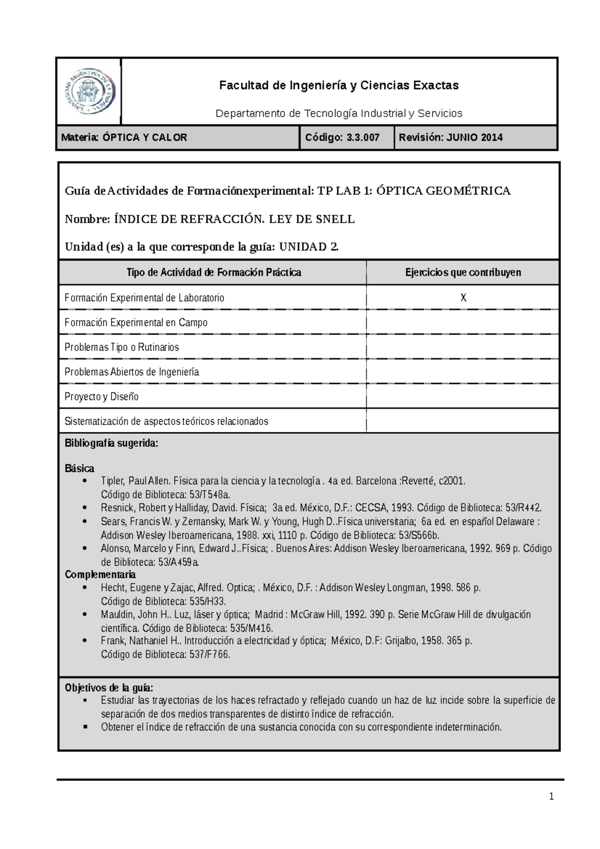 TP1 - Ley Snell - Departamento de Tecnología Industrial y Servicios ...